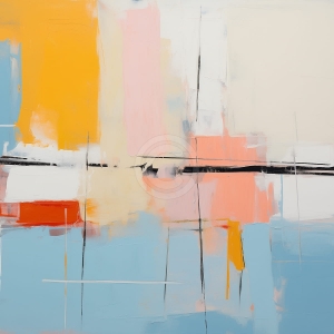 Tablou Tablou Abstract Cu Forme Si Linii Verticale Pe Canvas